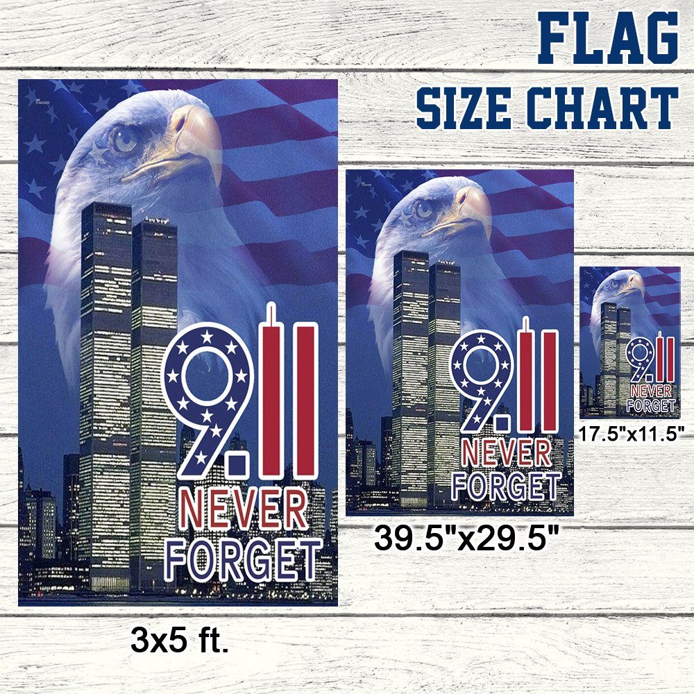 9/11 Flag, Never Forget 911, Eagle Flag, Twin Towers 2001 LNT250F - Flagwix