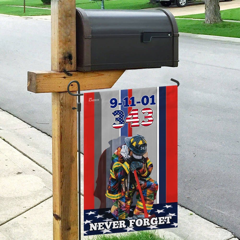 9 11 343 Firefighters Flagwix™ Firefighter 9-11-01. 343 Never Forget ...