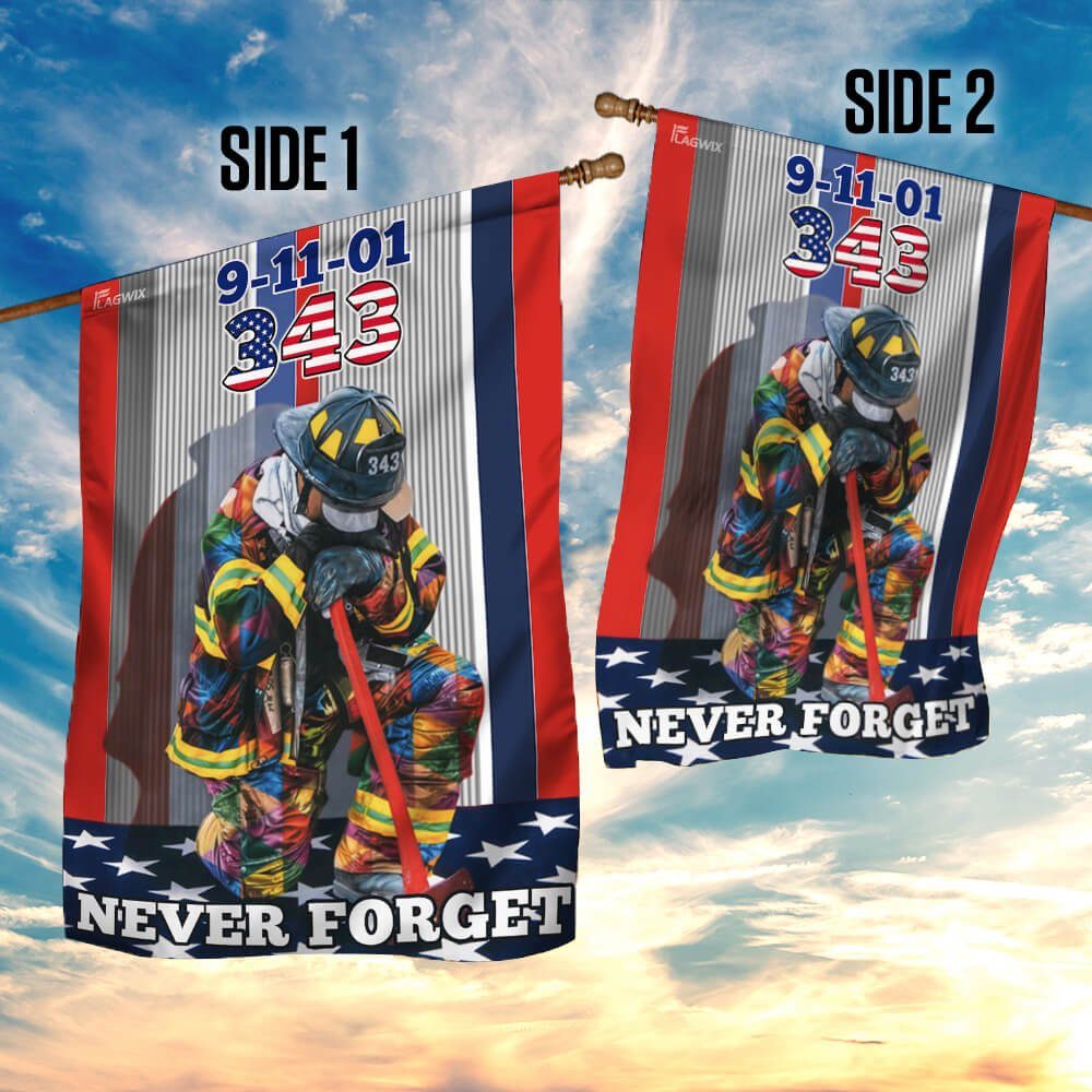 9 11 343 Firefighters Flagwix™ Firefighter 9-11-01. 343 Never Forget ...