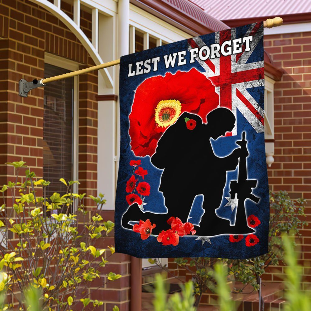 Anzac Day. Lest We Forget Flag Beautiful Poppy TPH78Fv1 - Flagwix