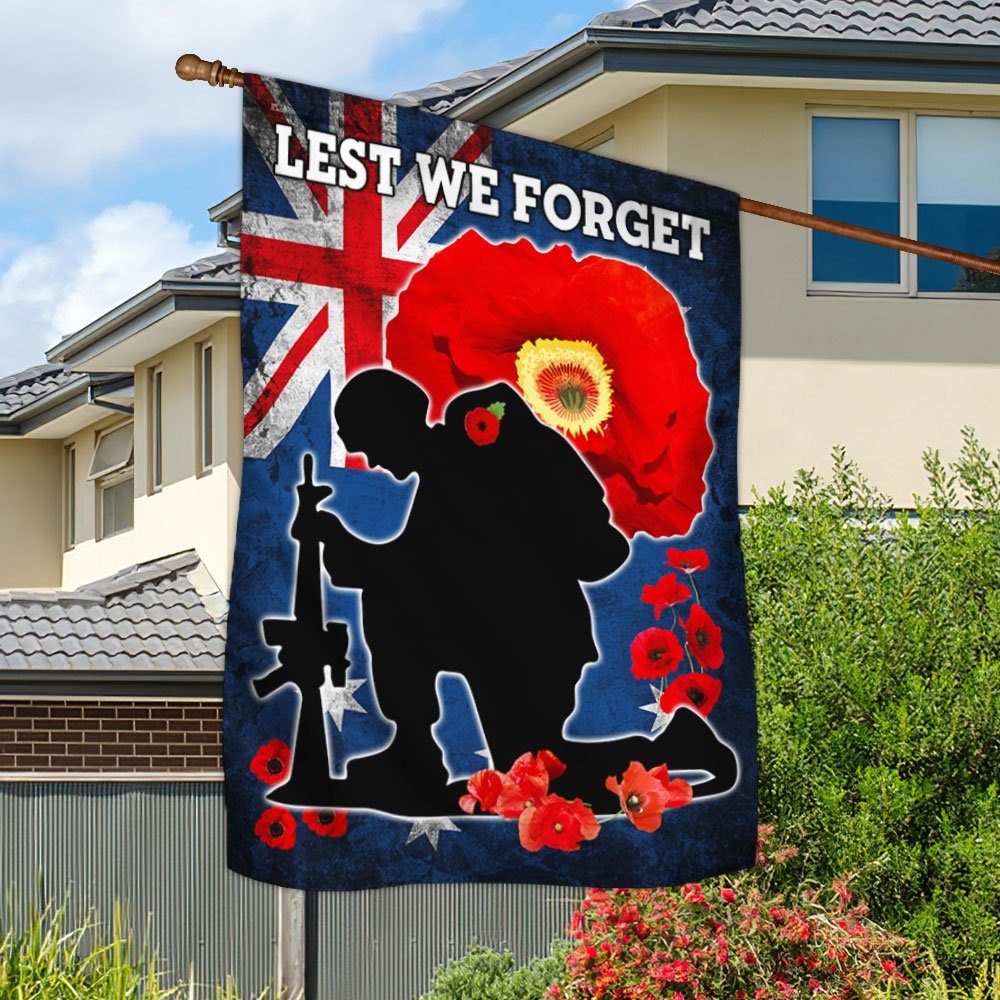 Anzac Day. Lest We Forget Flag Beautiful Poppy TPH78Fv1 - Flagwix