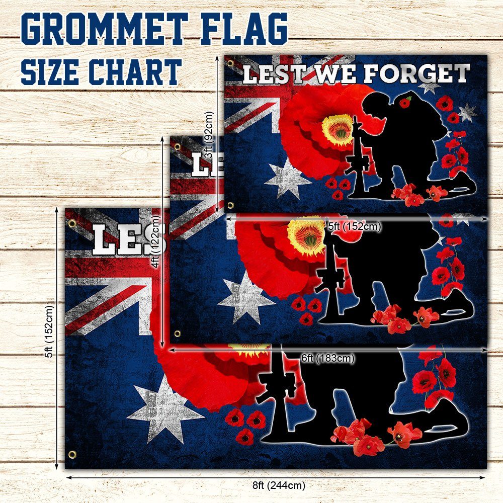 Anzac Day. Lest We Forget Grommet Flag Beautiful Poppy TPH78GF – Flagwix