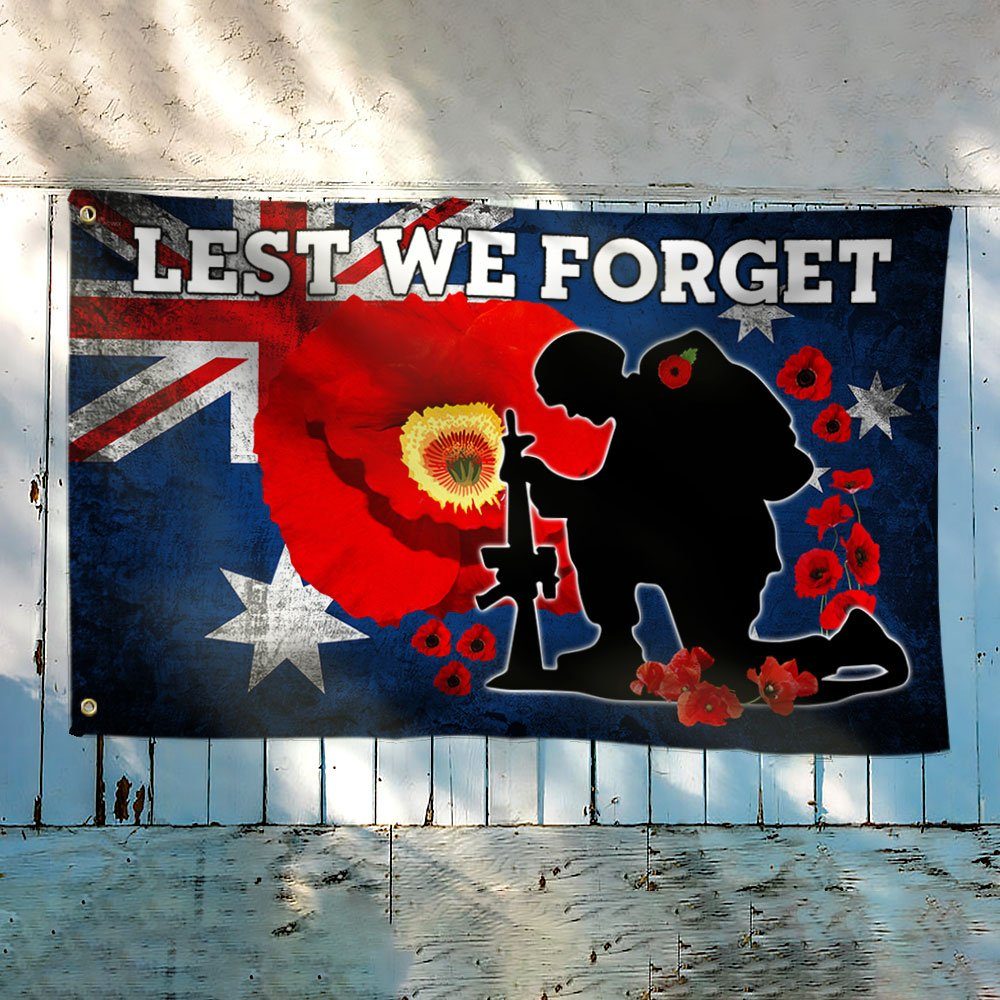 Anzac Day. Lest We Forget Grommet Flag Beautiful Poppy TPH78GF – Flagwix