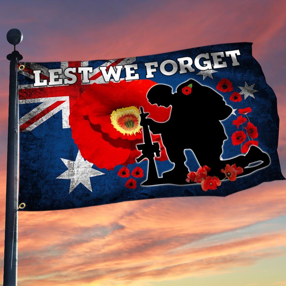 Anzac Day. Lest We Forget Grommet Flag Beautiful Poppy TPH78GF – Flagwix