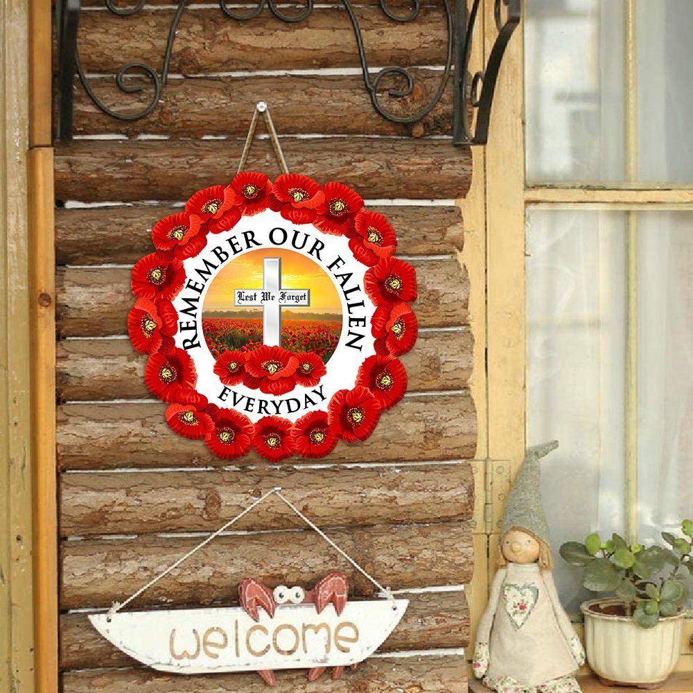 Anzac Day Door Hanger Remember Our Fallen Veteran Poppy Lest We Forget ...