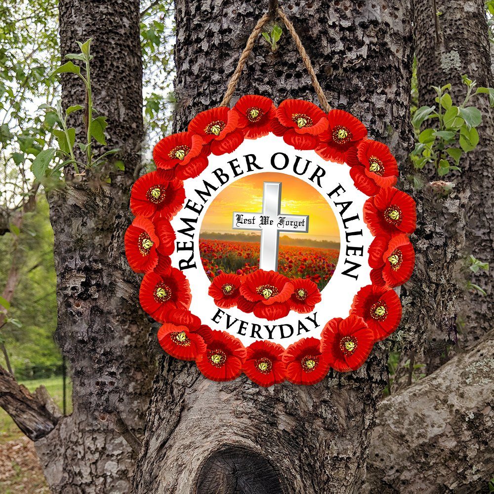 Anzac Day Door Hanger Remember Our Fallen Veteran Poppy Lest We Forget ...