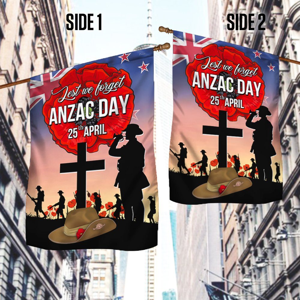 ANZAC Day Flag New Zealand Lest We Forget 25th April TQN1033F - Flagwix