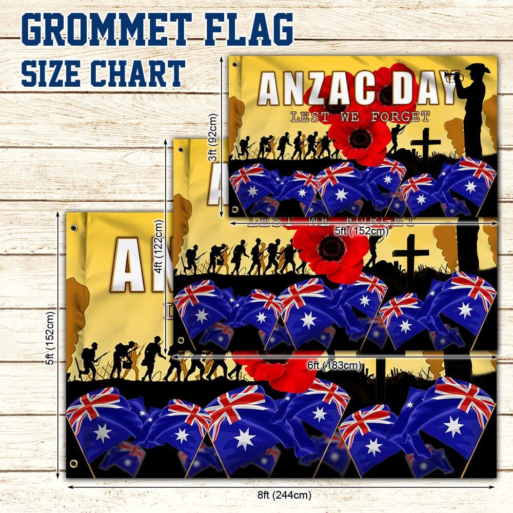 Anzac Day Grommet Flag Australia Flag Lest We Forget TTV545GF - Flagwix