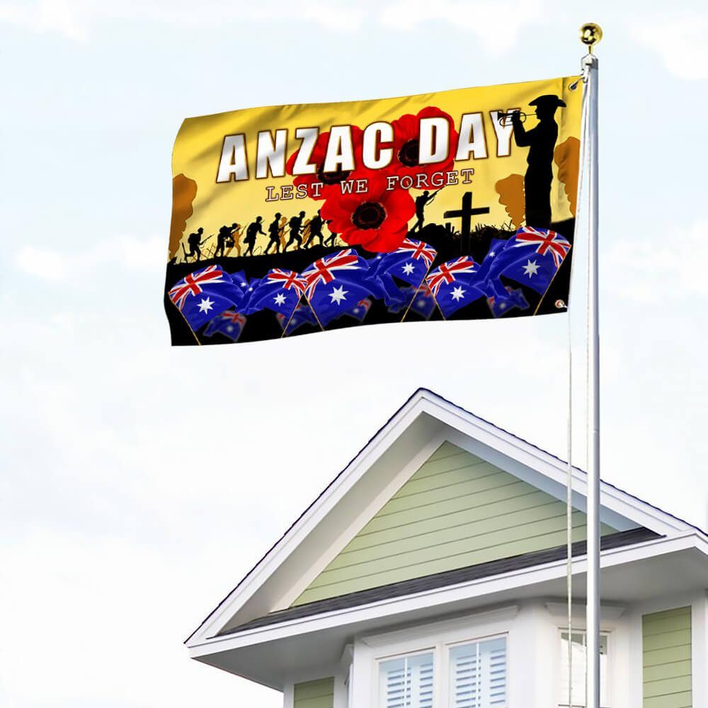 Anzac Day Grommet Flag Australia Flag Lest We Forget TTV545GF - Flagwix