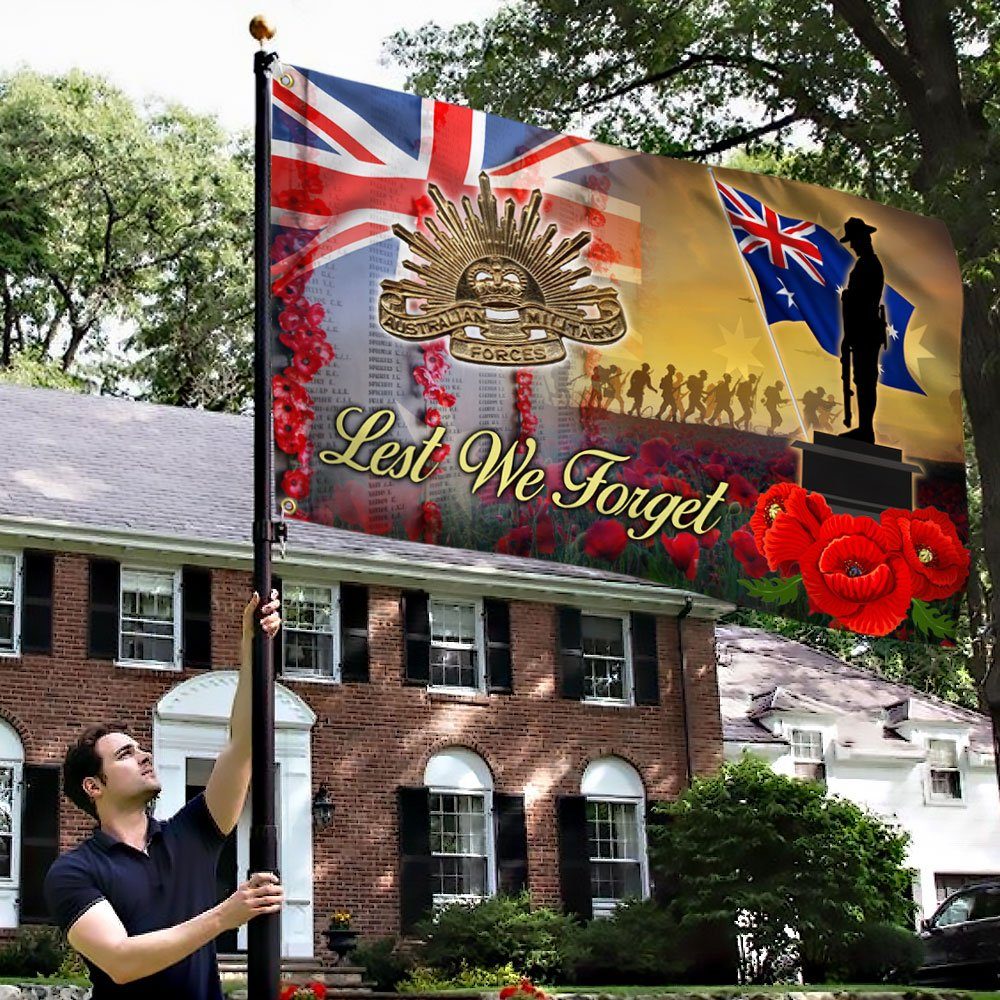Anzac Day Poppy Australian Grommet Flag Lest We Forget DDH3363GF - Flagwix