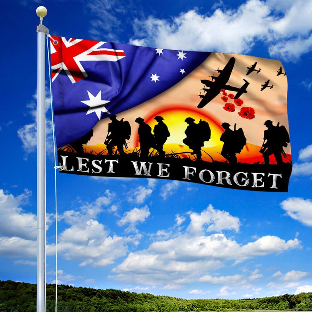 Australia Flag. Lest We Forget. Anzac Day. Poppy Grommet Flag NTB569GF ...