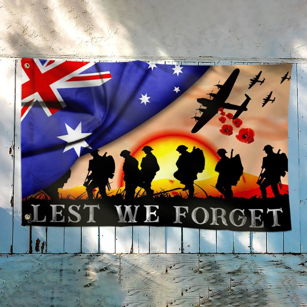 Australia Flag. Lest We Forget. Anzac Day. Poppy Grommet Flag NTB569GF ...