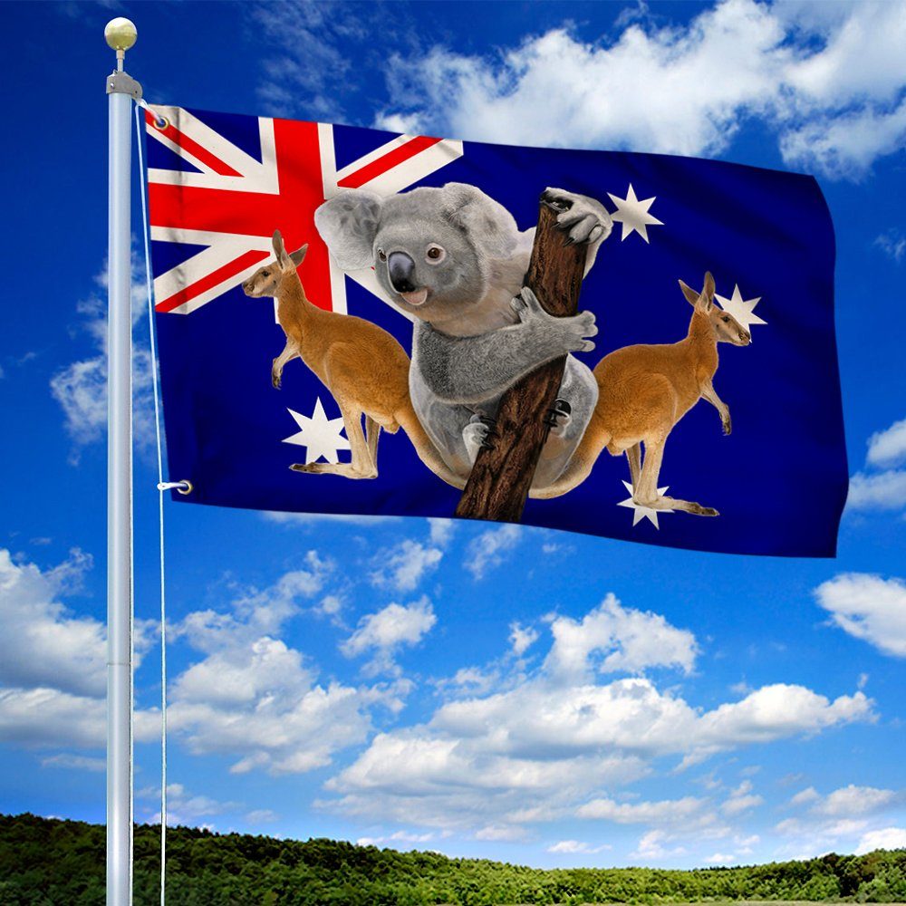 Australian Flag Aussie Kangaroo Koala Australian Day Grommet Flag ...