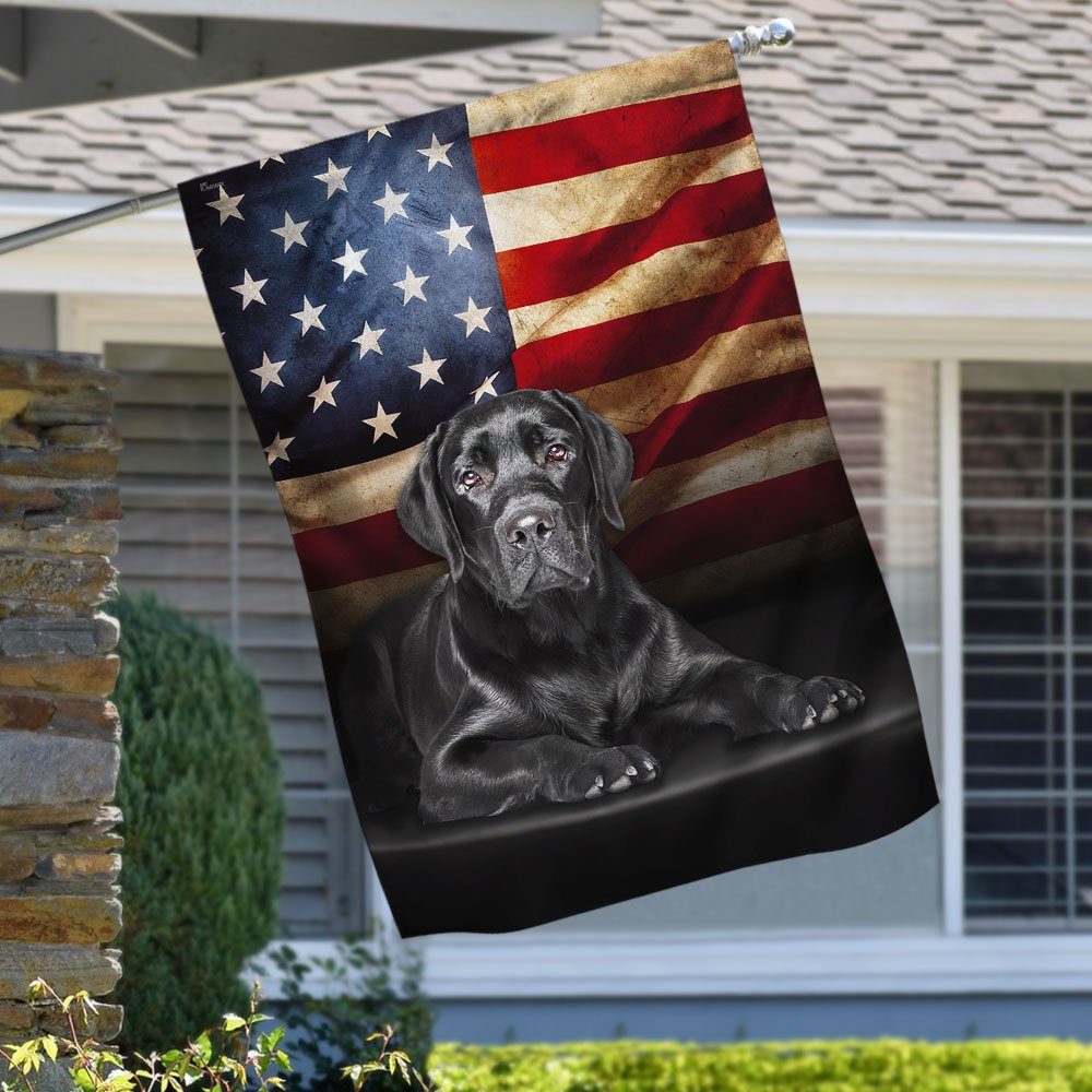 Black Labrador American Flag - Flagwix