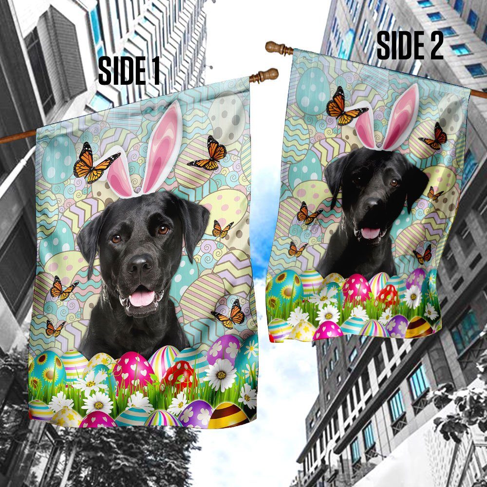 Black Labrador Happy Easter Flag - Flagwix