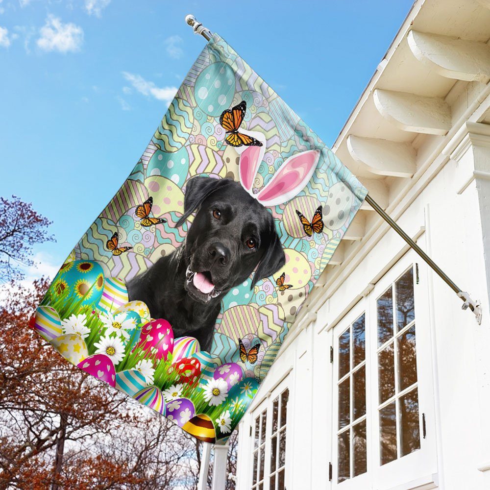Black Labrador Happy Easter Flag - Flagwix