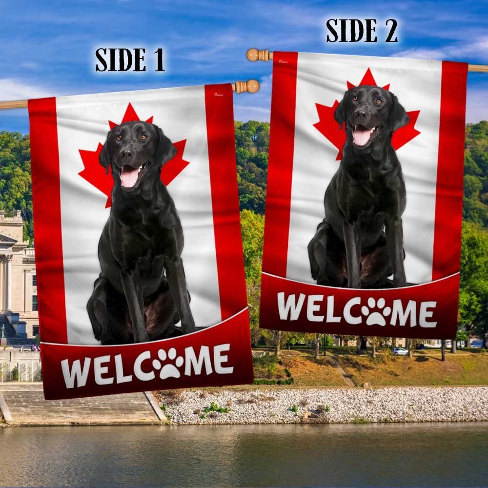 Black Labrador Retriever Dog Welcome Canadian Flag TQN1382F - Flagwix