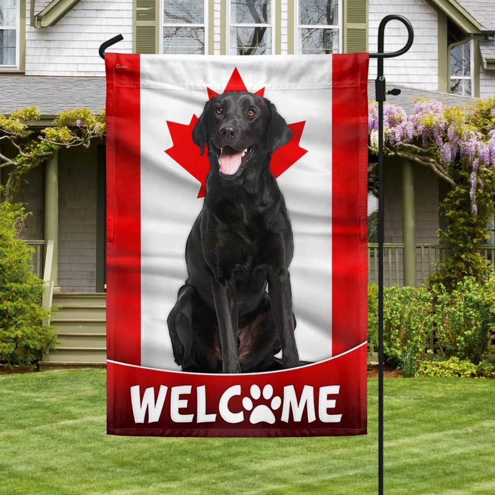 Black Labrador Retriever Dog Welcome Canadian Flag TQN1382F - Flagwix