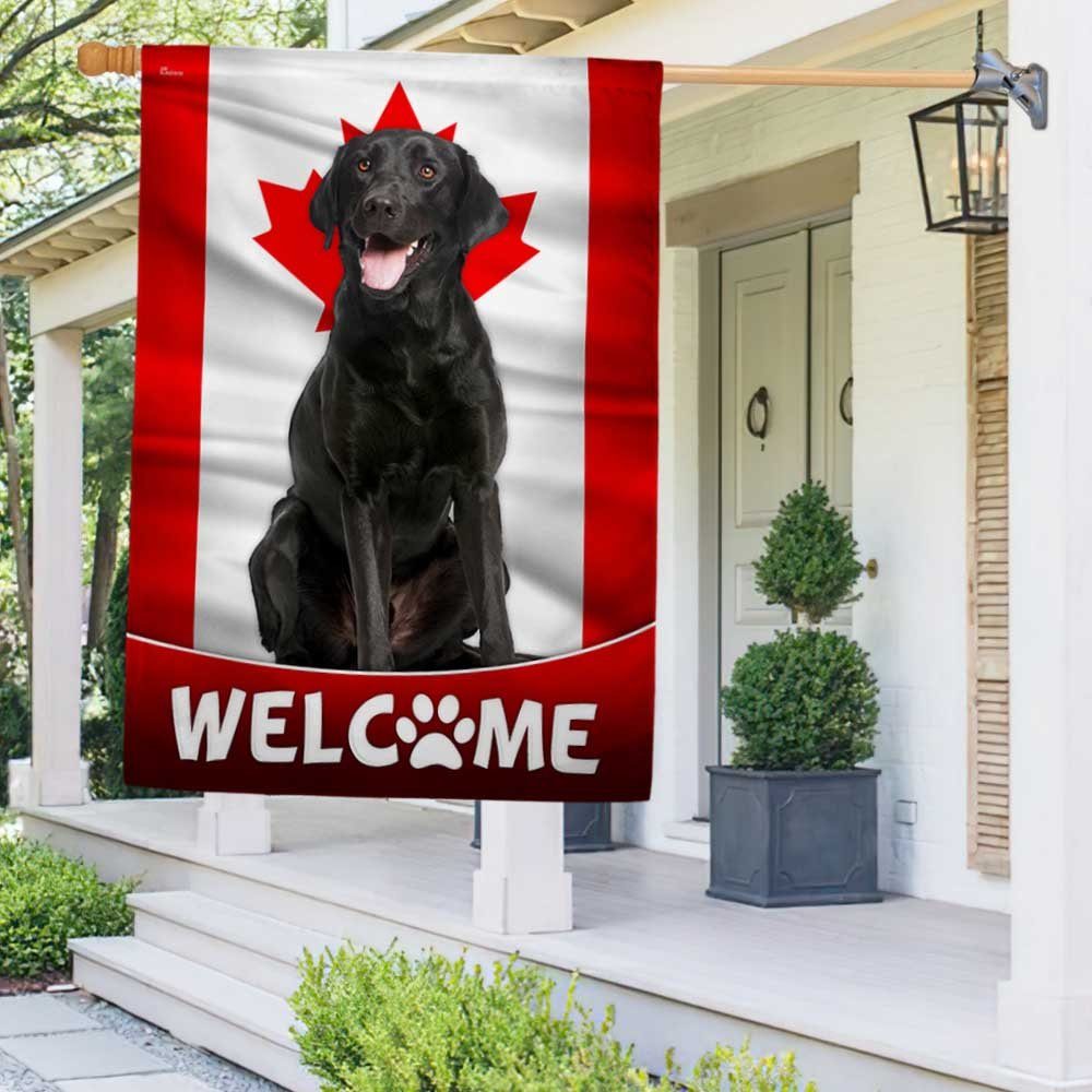 Black Labrador Retriever Dog Welcome Canadian Flag TQN1382F - Flagwix