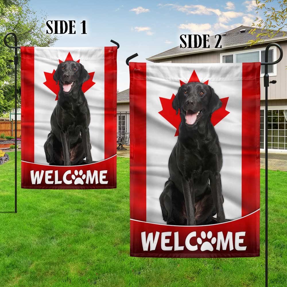 Black Labrador Retriever Dog Welcome Canadian Flag TQN1382F - Flagwix