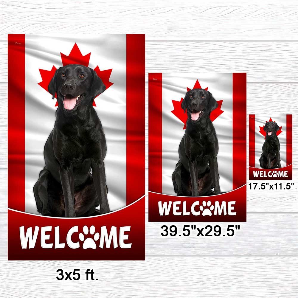 Black Labrador Retriever Dog Welcome Canadian Flag TQN1382F - Flagwix