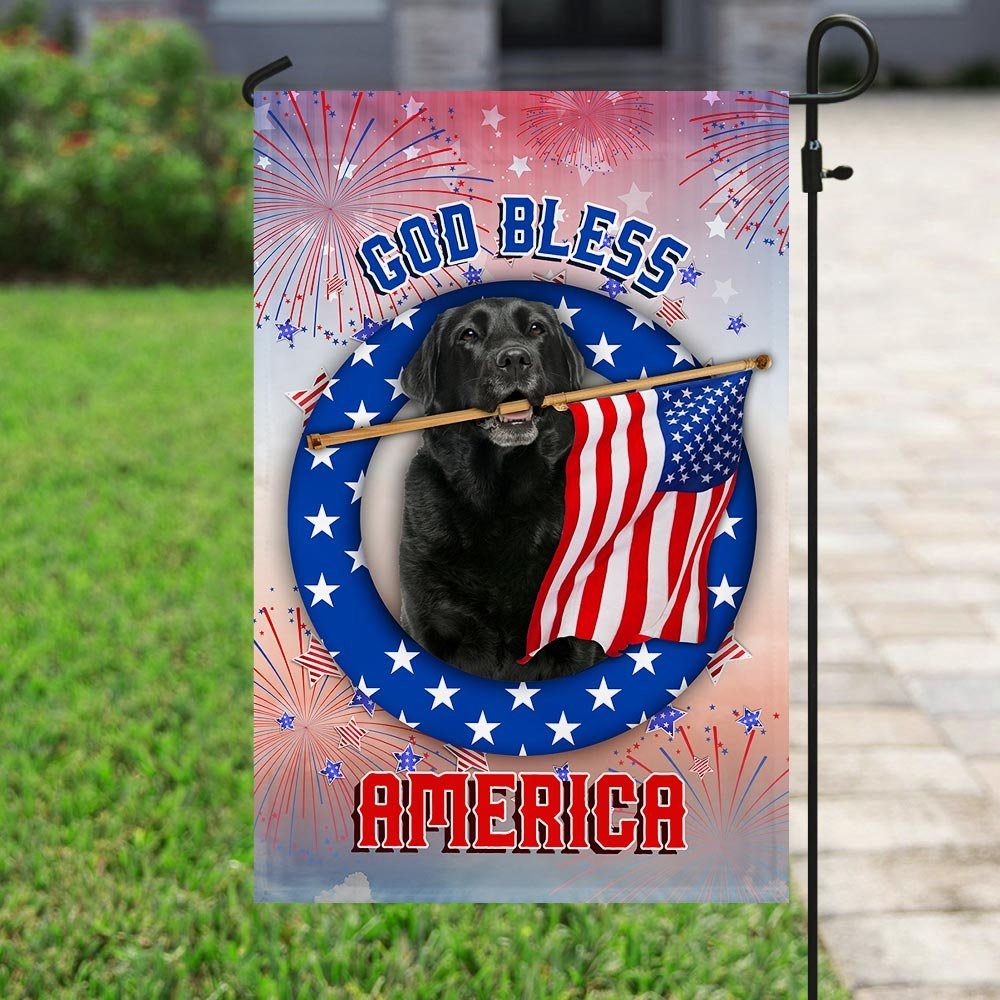 Black Labrador Retriever God Bless America Independence Day Flag - Flagwix