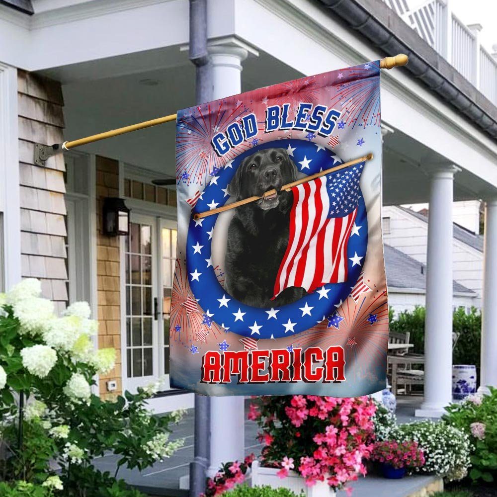 Black Labrador Retriever God Bless America Independence Day Flag - Flagwix