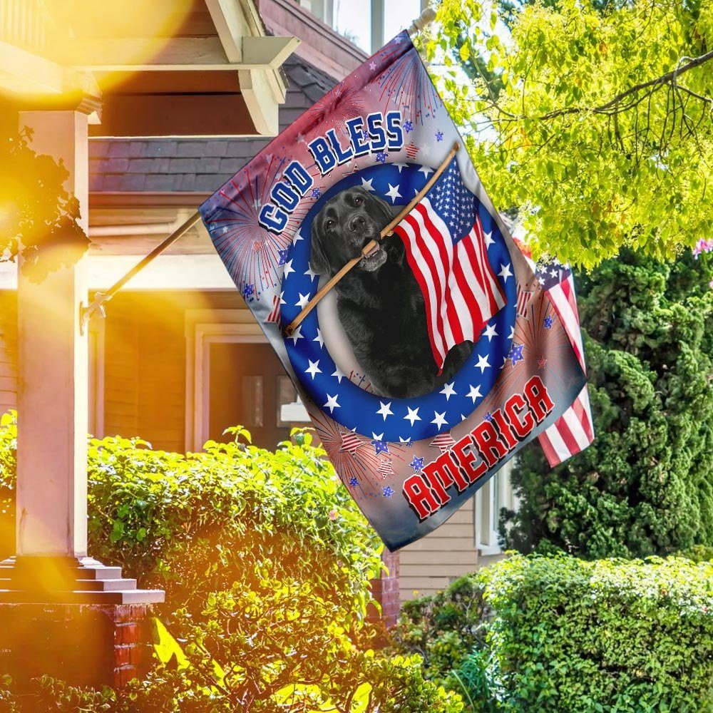 Black Labrador Retriever God Bless America Independence Day Flag - Flagwix