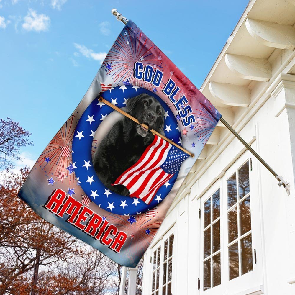 Black Labrador Retriever God Bless America Independence Day Flag - Flagwix