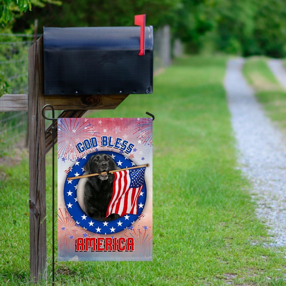 Black Labrador Retriever God Bless America Independence Day Flag - Flagwix