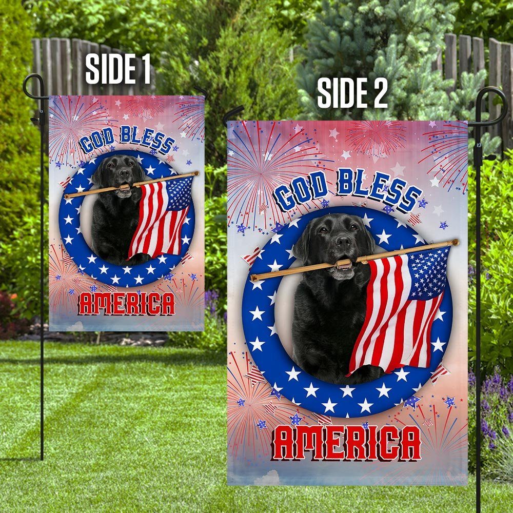 Black Labrador Retriever God Bless America Independence Day Flag - Flagwix