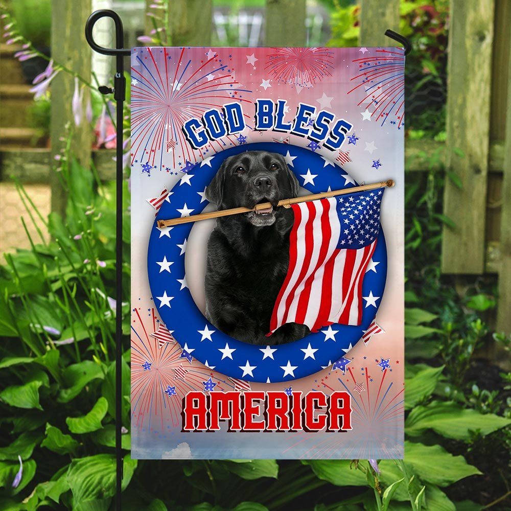 Black Labrador Retriever God Bless America Independence Day Flag - Flagwix
