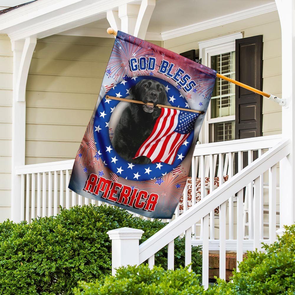 Black Labrador Retriever God Bless America Independence Day Flag - Flagwix
