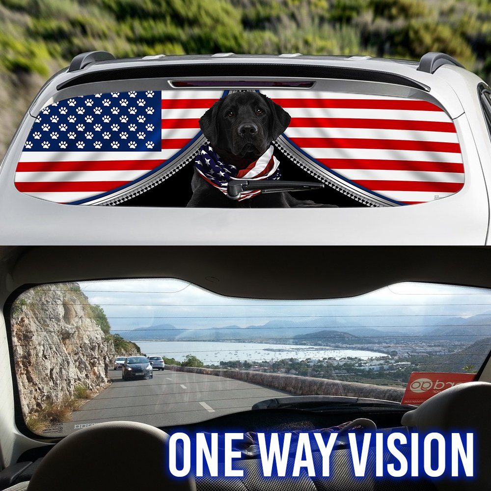 Black Labrador Retriever Rear Window Decal Patriotic Dog BNT408CD - Flagwix