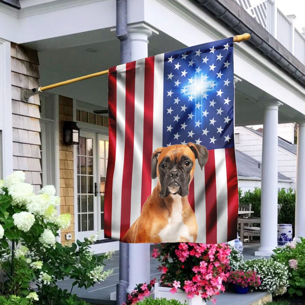 Boxer Christian Cross - American US Flag - Flagwix