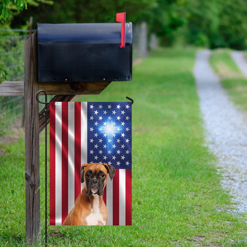 Boxer Christian Cross - American US Flag - Flagwix