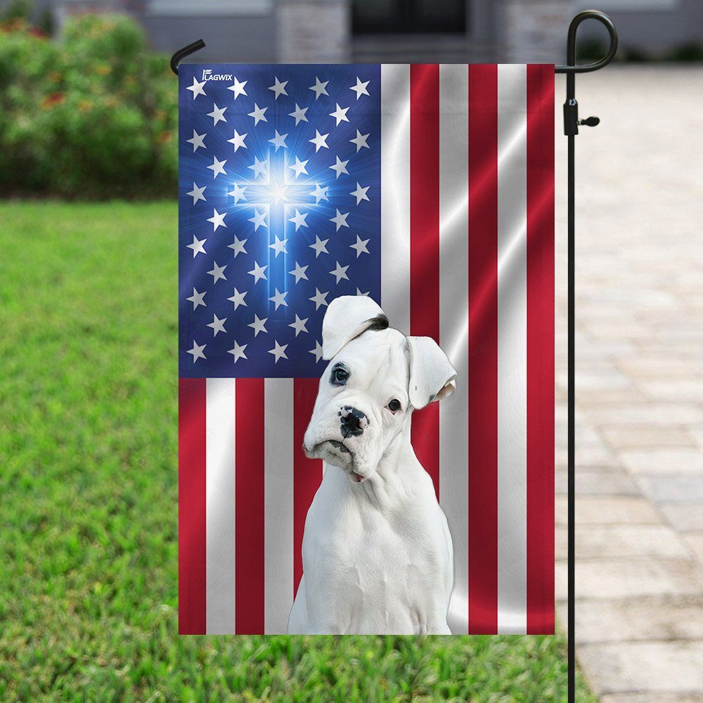 Boxer Christian Cross - American US Flag - Flagwix