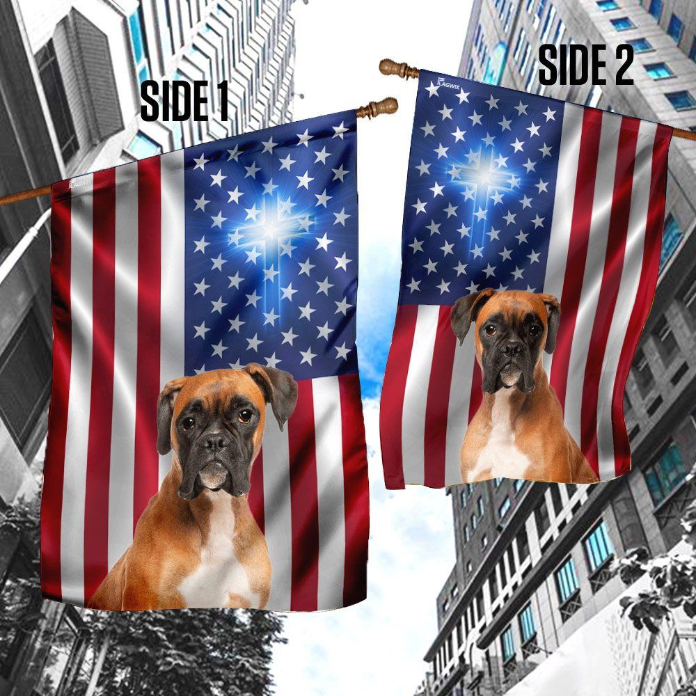 Boxer Christian Cross - American US Flag - Flagwix