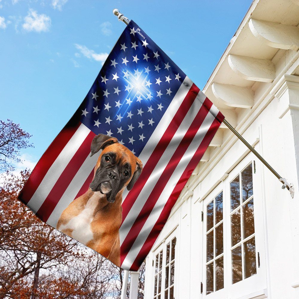 Boxer Christian Cross - American US Flag - Flagwix