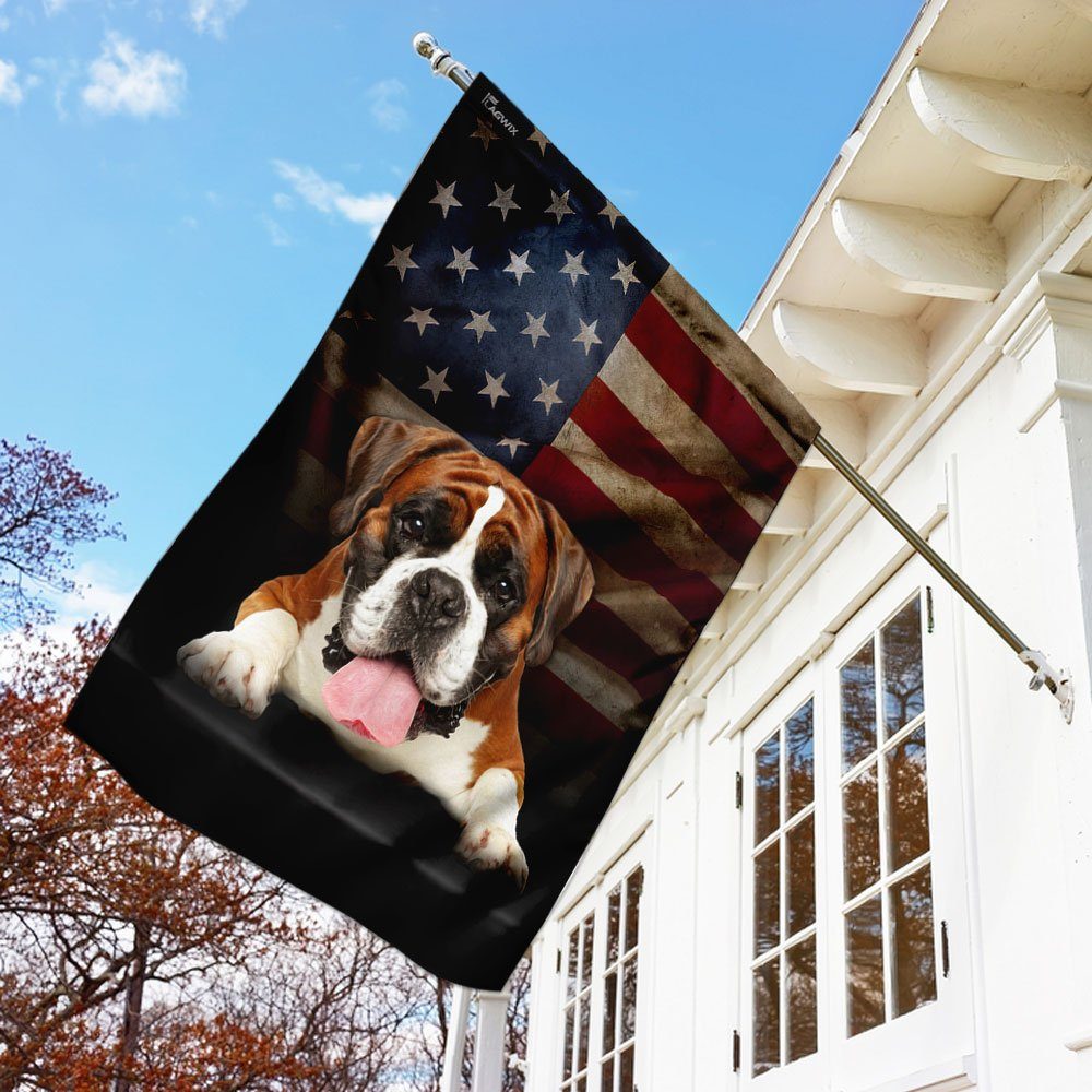 Boxer Dog American Flag - Flagwix