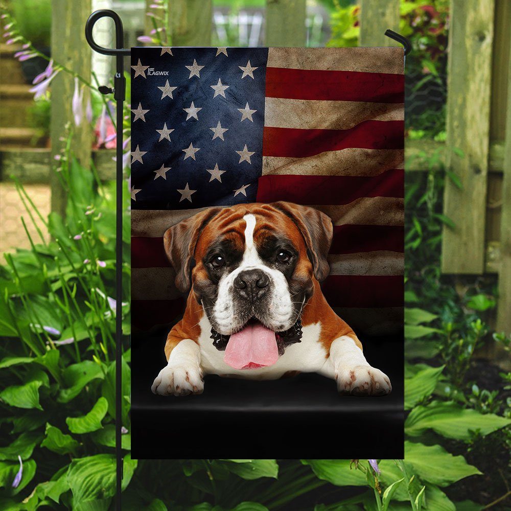 Boxer Dog American Flag - Flagwix