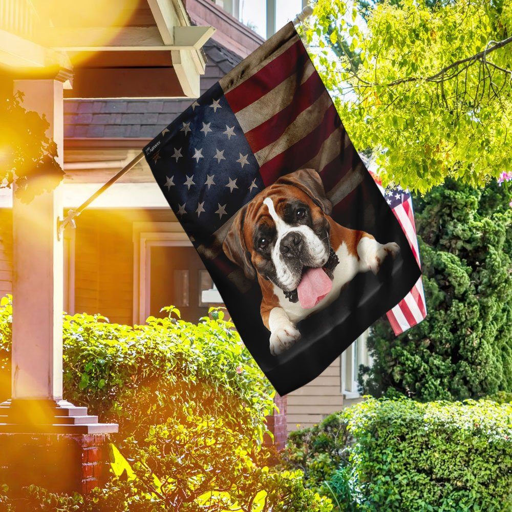 Boxer Dog American Flag - Flagwix