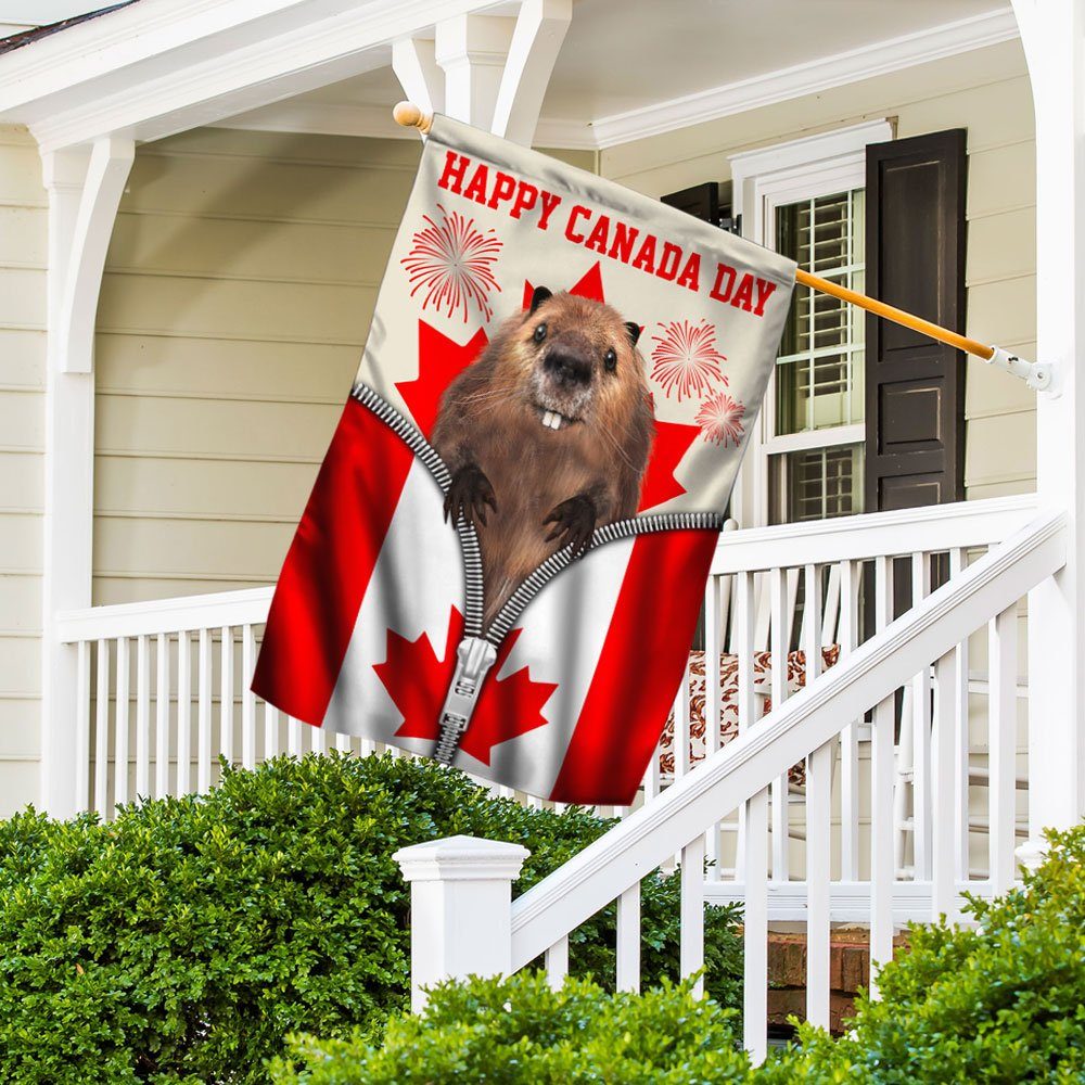 Canadian Flag Happy Canada Day Beaver Canadian Flag QTR181F - Flagwix