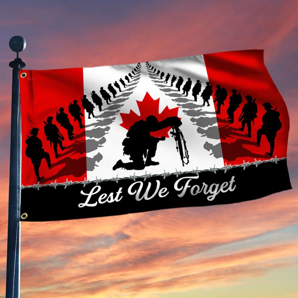 Canadian Veteran Grommet Flag Lest We Forget BNN328GF - Flagwix