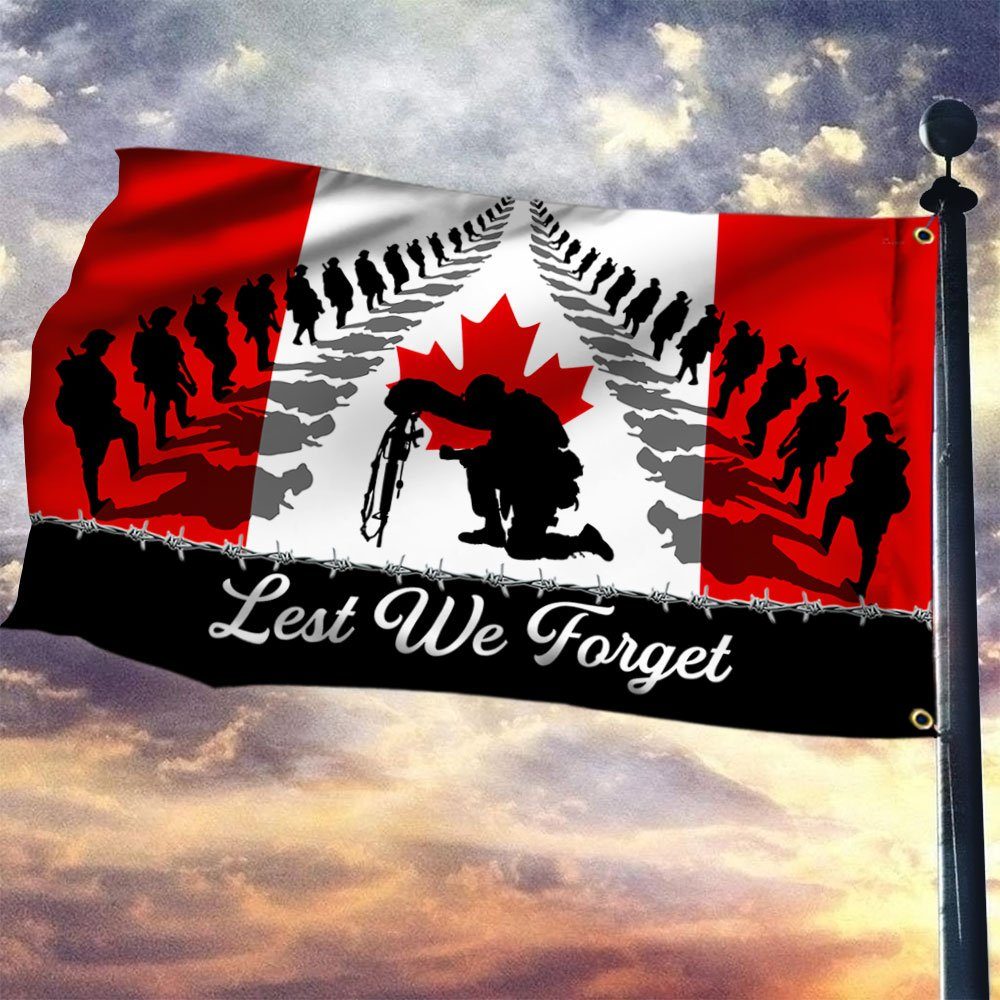 Canadian Veteran Grommet Flag Lest We Forget BNN328GF - Flagwix
