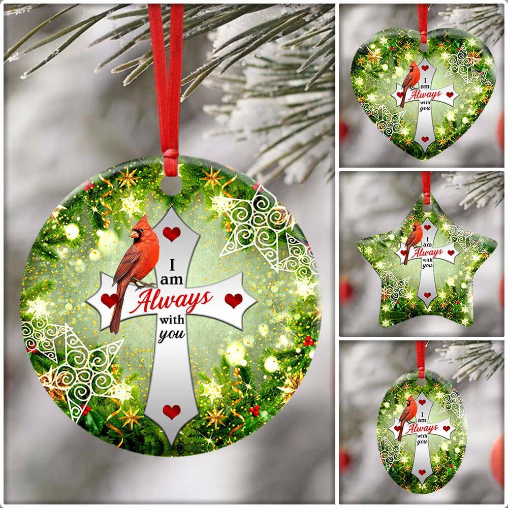Cardinal. Jesus Christian Cross Ceramic Ornament - Flagwix