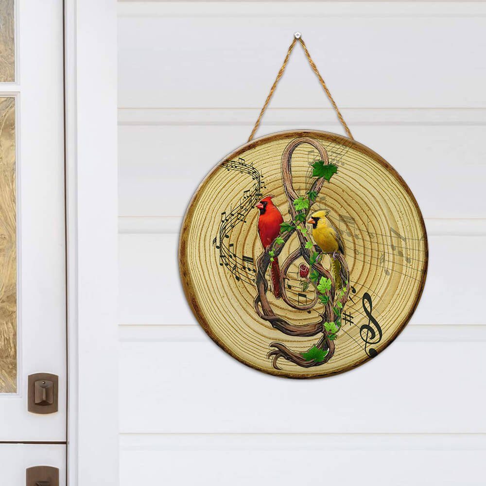 Cardinal Round Wooden Sign Music Note NNT151WDv3 - Flagwix