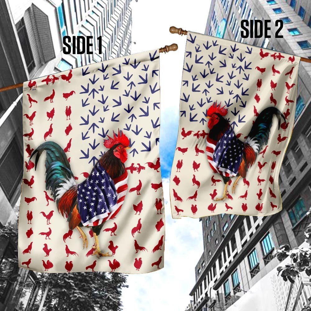 Chicken Rooster American Flag - Flagwix