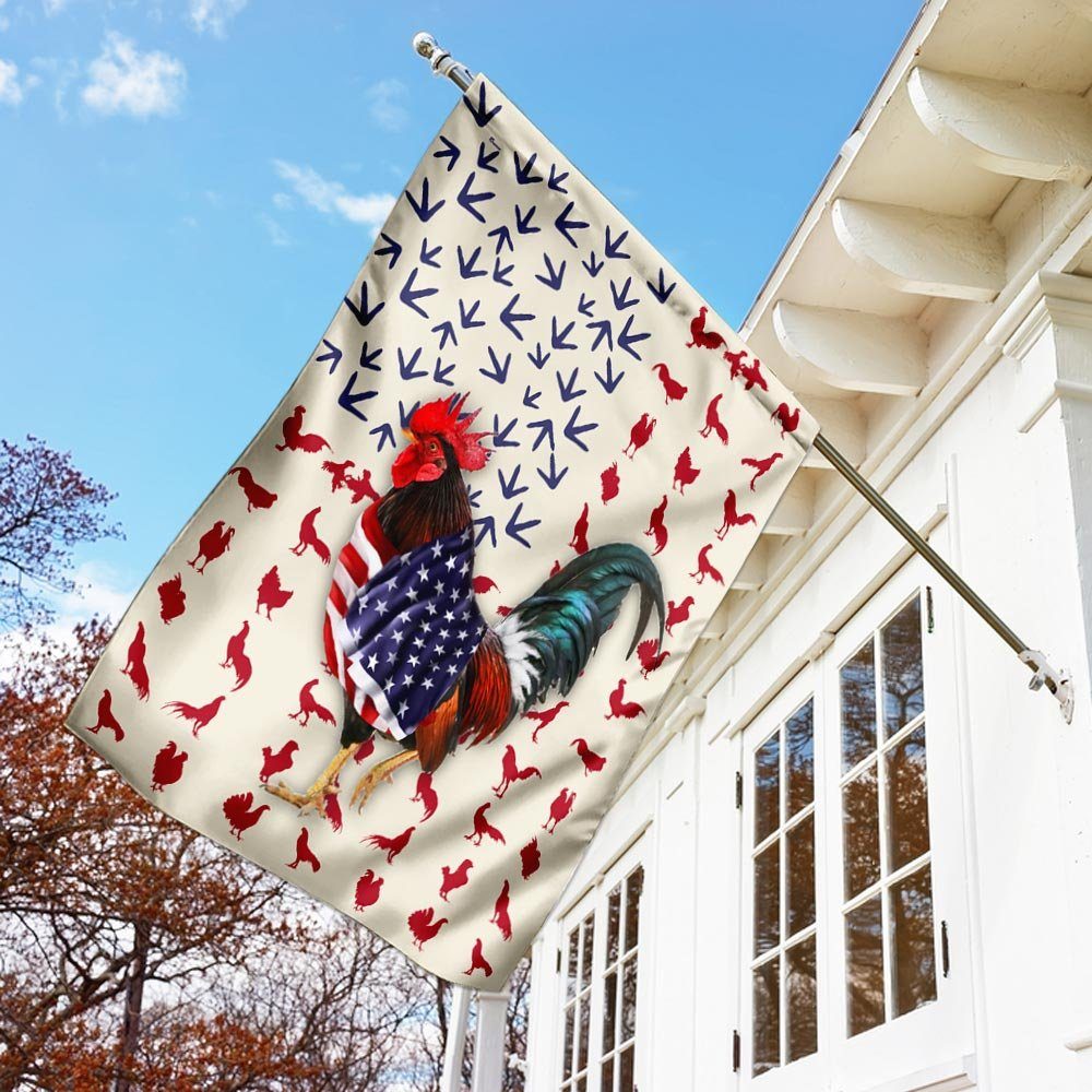 Chicken Rooster American Flag - Flagwix