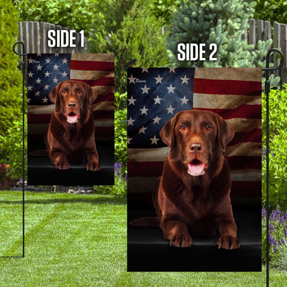 Chocolate Labrador American Flag - Flagwix